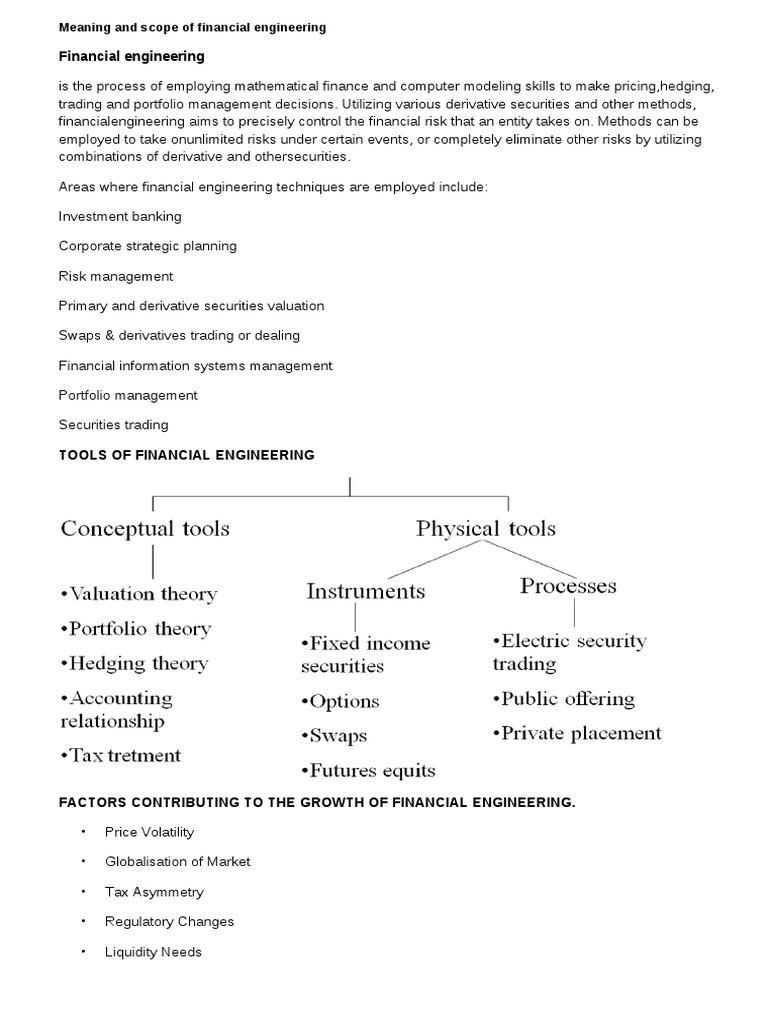Meaning and Scope of Financial Engineering | PDF | Financial Markets ...