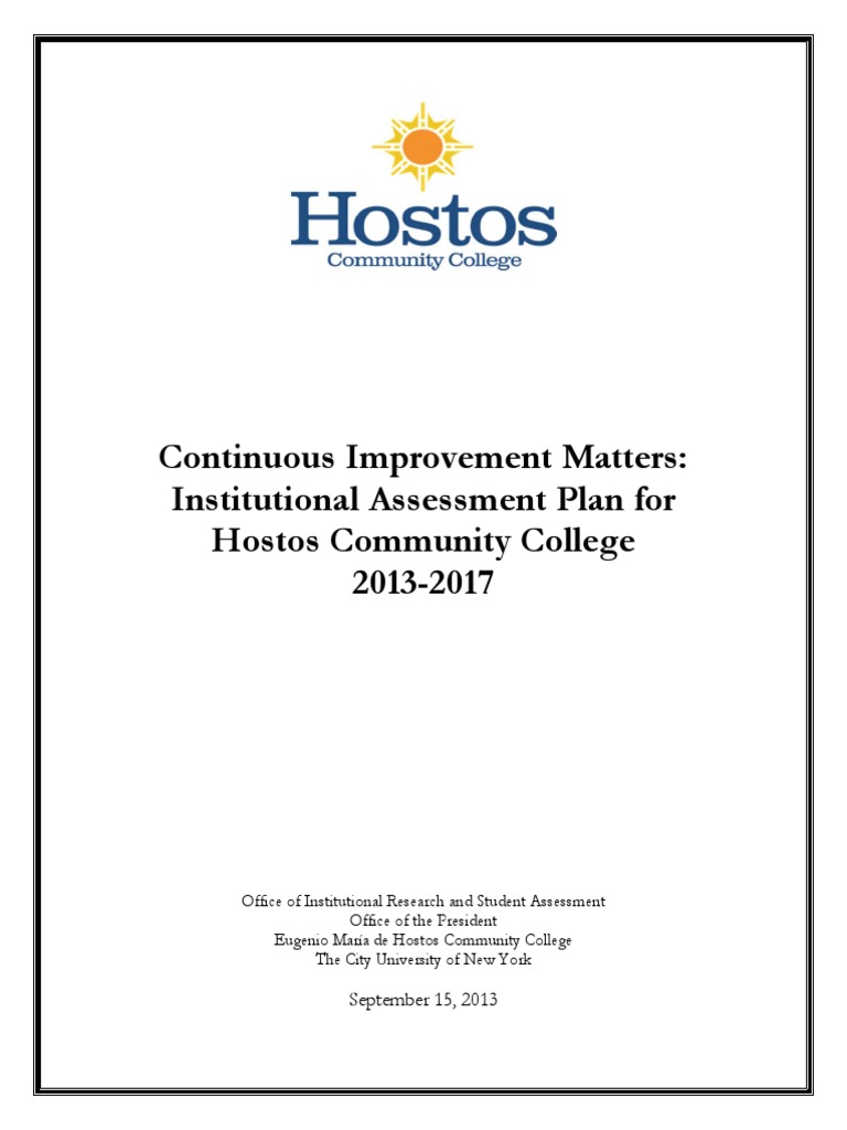 Institutional Assessment Plan Hostos 2013-2017 | PDF | Curriculum ...