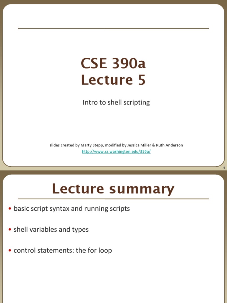 CSE390a Shell Scripting Lecture | PDF | Command Line Interface | Scripting Language