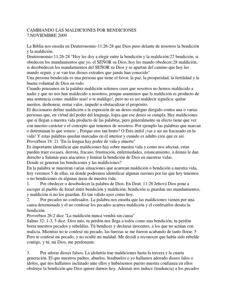Cambiando Las Maldiciones Por Bendiciones | PDF