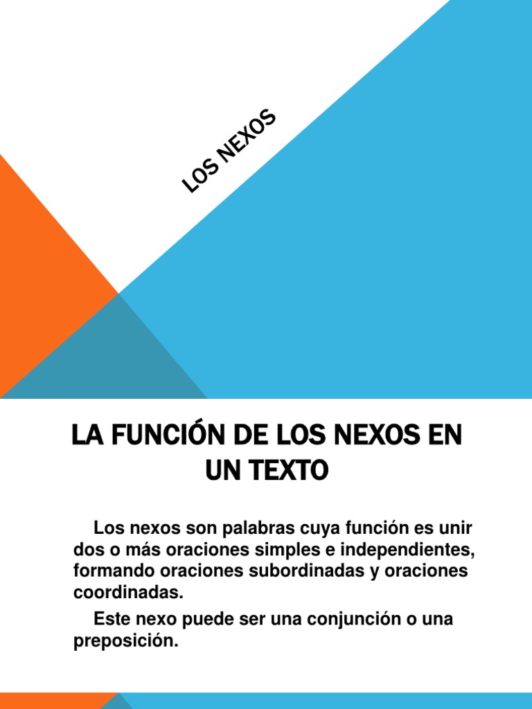 Los nexos | Oración (Lingüística) | Tipología Lingüística
