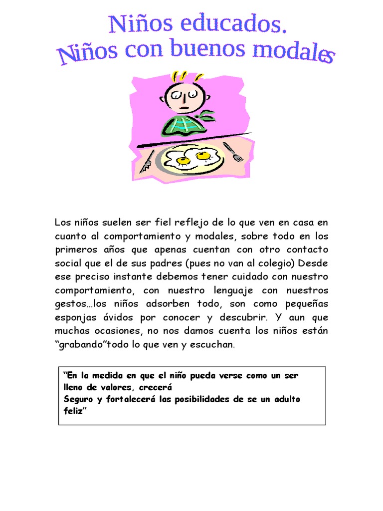 Actividades Preescolares Sobre Modales Los Buenos Modales: En El