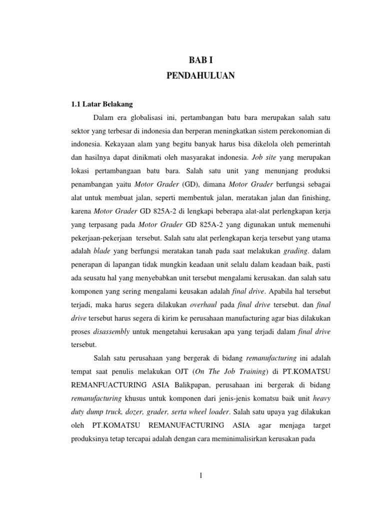 Motor Grader Komplit BAB I | PDF