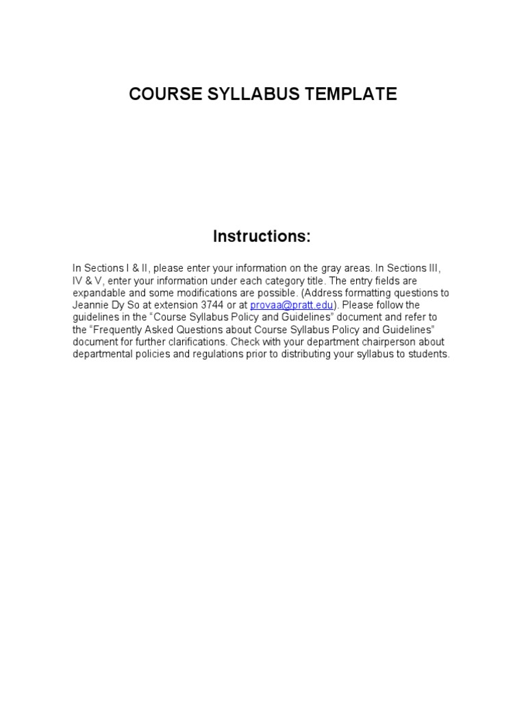 Course Syllabus Template Guide | PDF | Business | Teaching Methods ...