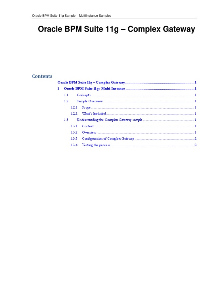 Oracle BPM 11g Complex Gateway Guide | PDF | Areas Of Computer Science ...