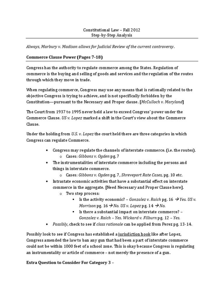 Constitutional Law Step by Step | PDF | Commerce Clause | Presidents Of ...