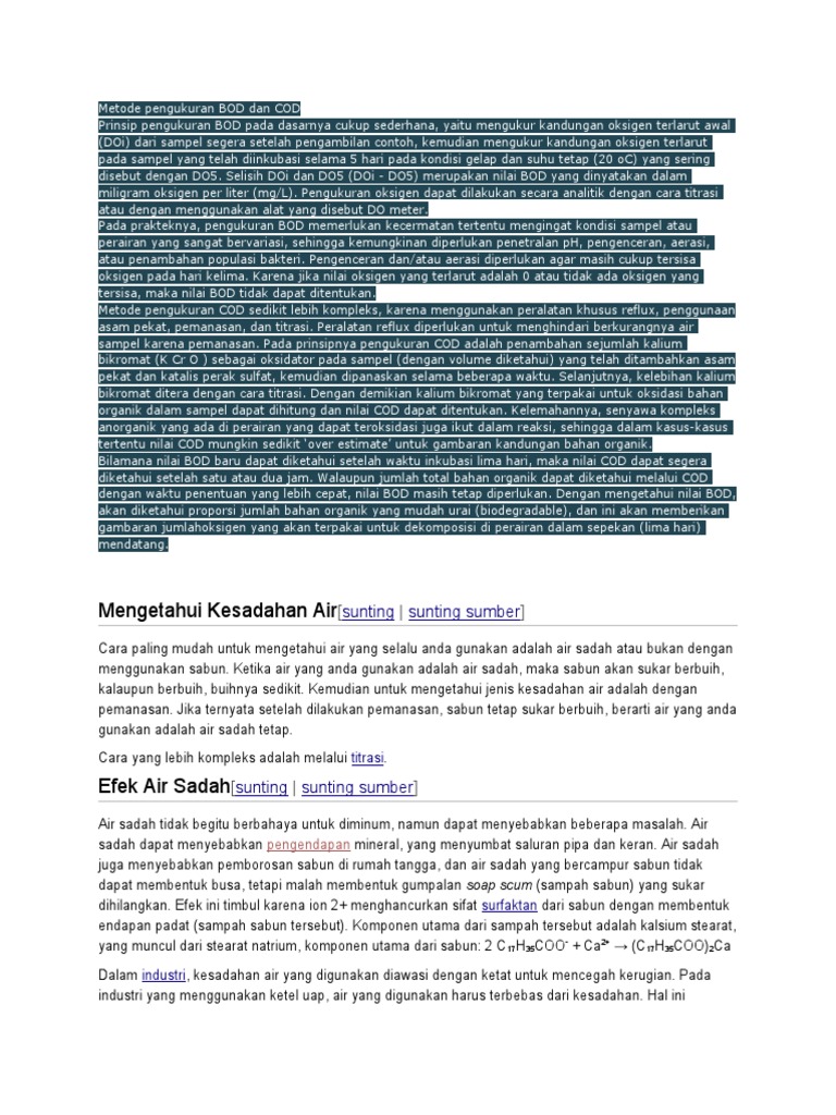 Metode Pengukuran BOD Dan COD | PDF | Sains & Matematika