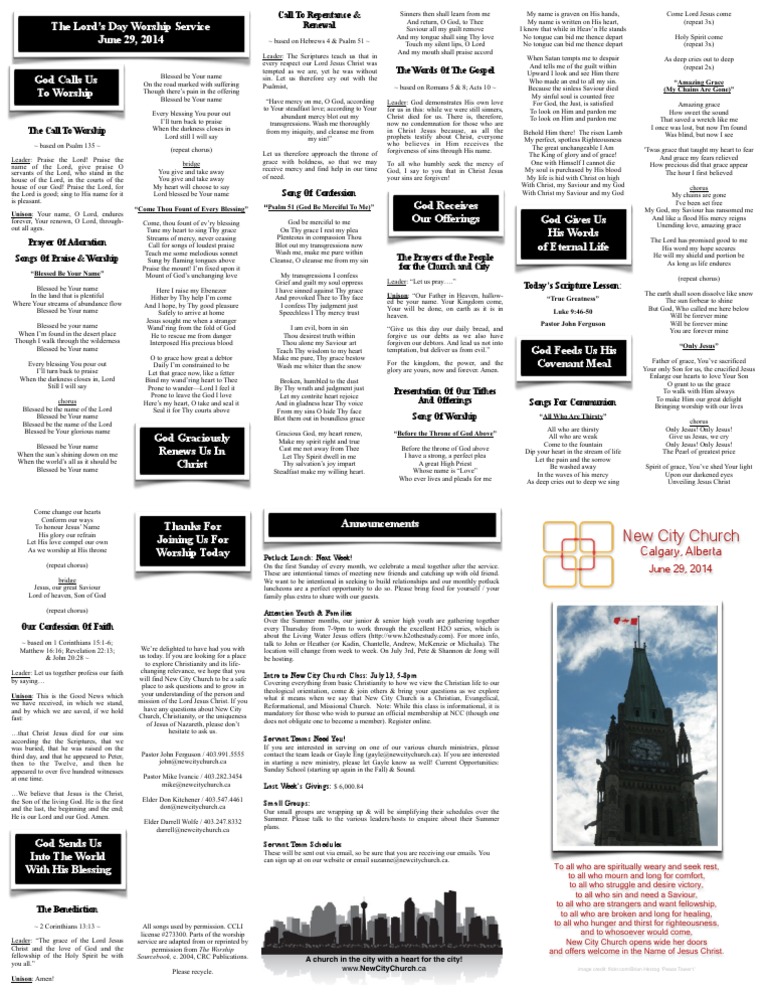 Worship Service Outline and Songs | PDF | Sin | Grace In Christianity