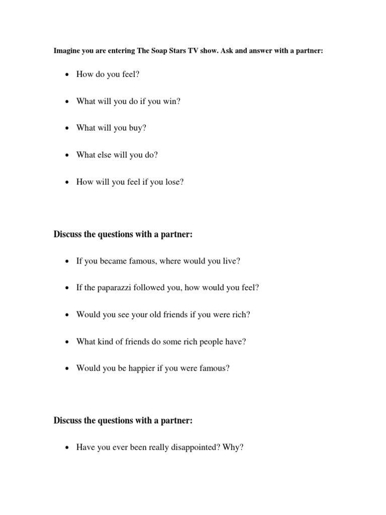 Engaging Soap Star Discussion Prompts | PDF