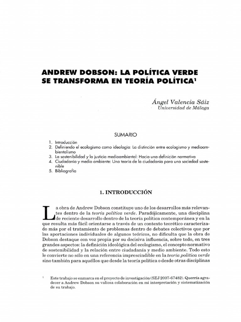 Dobson La Politica Verde Se Transforma en Teoria Politica Verde | PDF ...