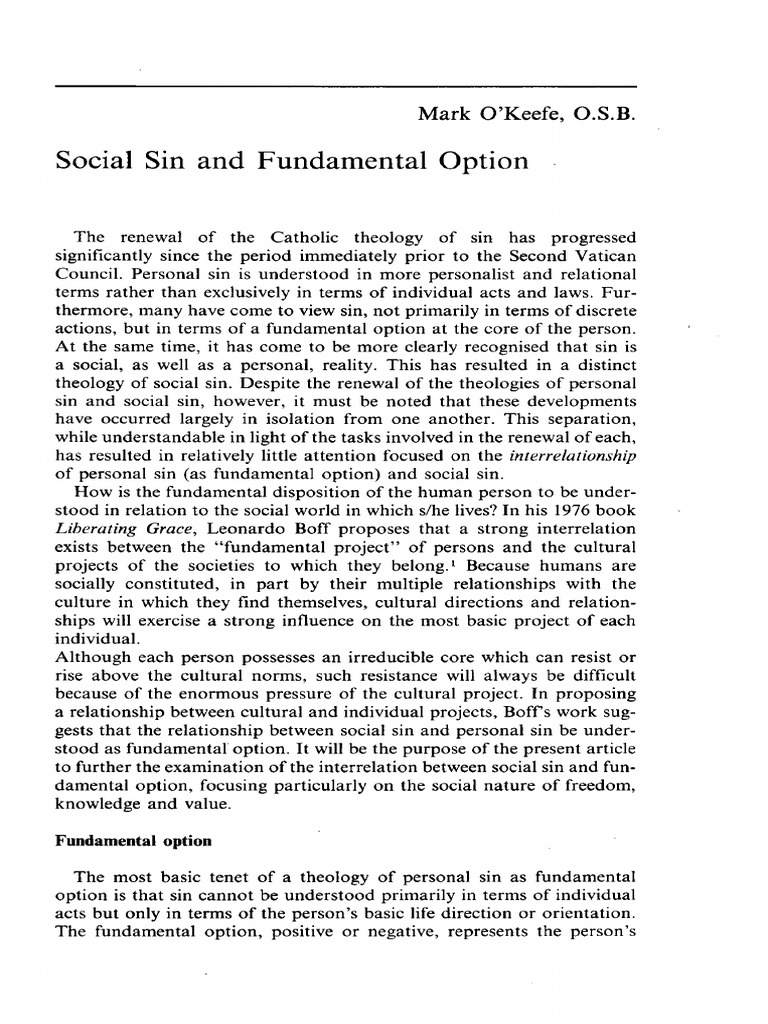 Social Sin and Fundamental Option Analysis | PDF | Free Will ...
