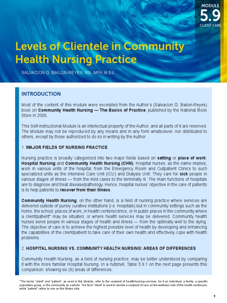2 CC Module 5.9 Levels of Clientele in Community Health Nursing ...