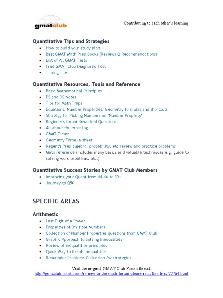 GMAT Math Tips and Strategies | PDF | Graduate Management Admission ...