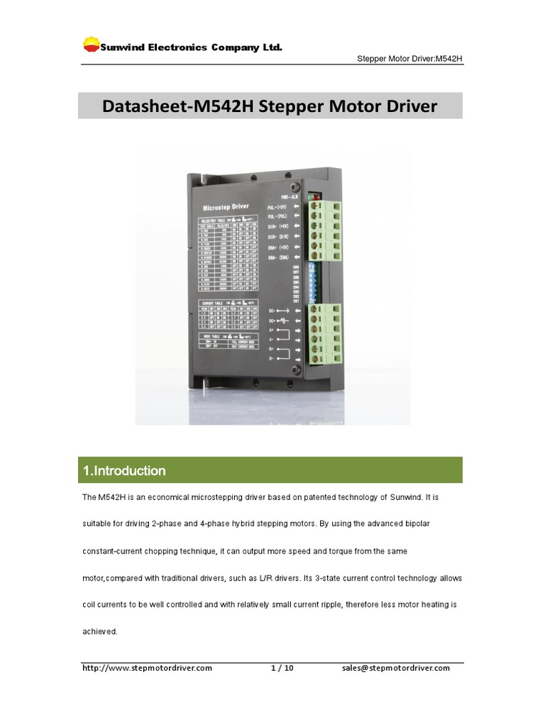 Datasheet - M542H Stepper Motor Driver | PDF | Electronics | Electrical ...