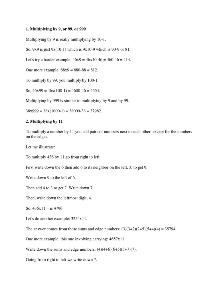 Multiplying by 9, or 99, or 999 | PDF | Lexicology | Encodings