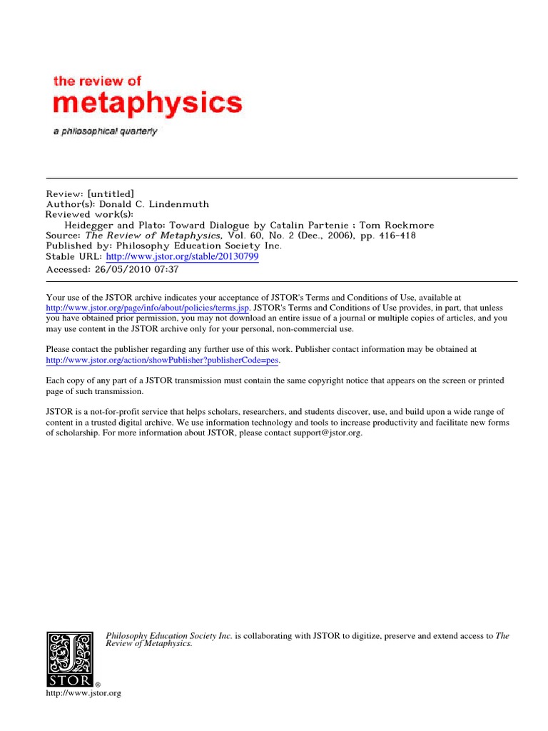 Review Heidegger and Plato | PDF