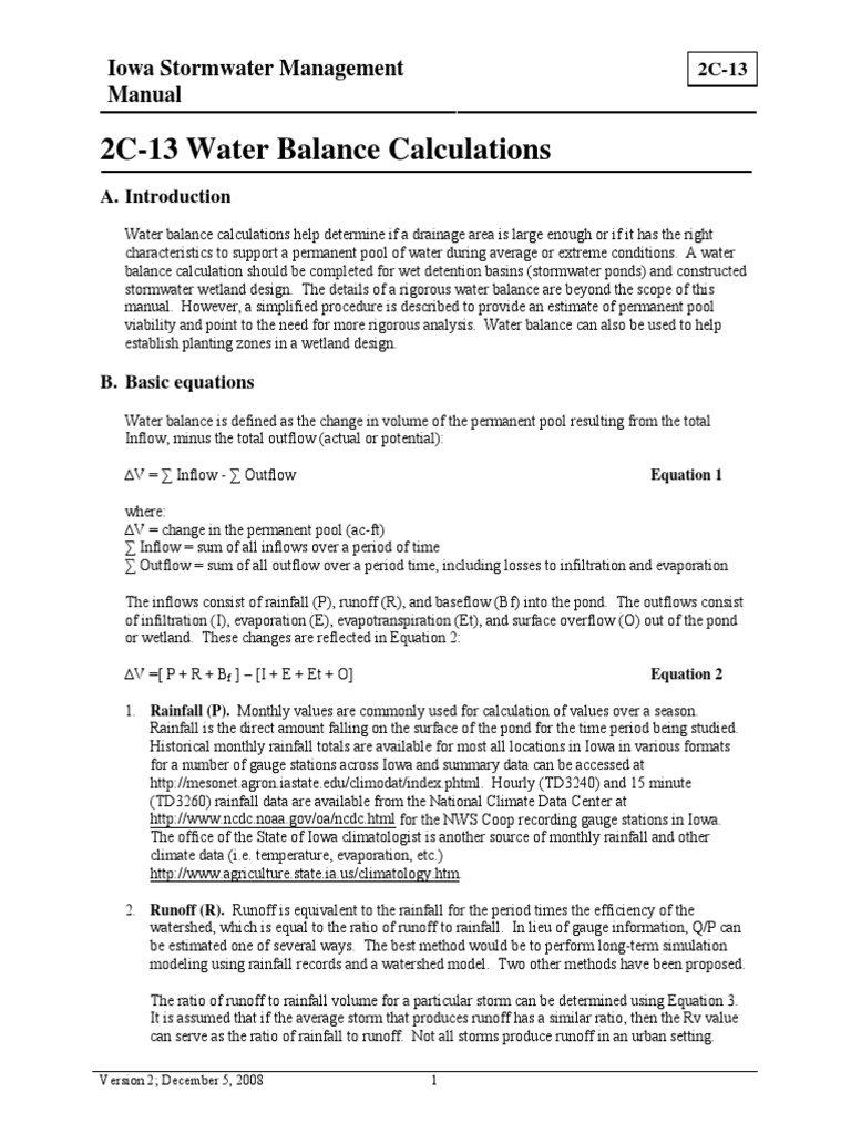 2C-13 Water Balance Calculations: Iowa Stormwater Management Manual ...