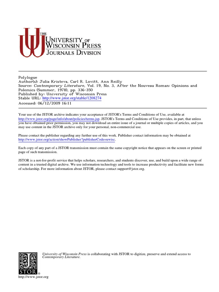 Kristeva - Polylogue | PDF | Materialism | Infinity