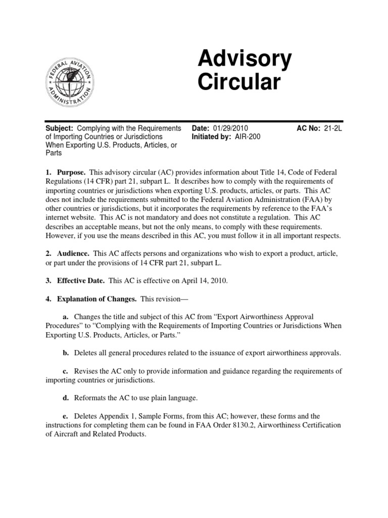 Ac 21-2 L PDF | Download Free PDF | Federal Aviation Administration ...