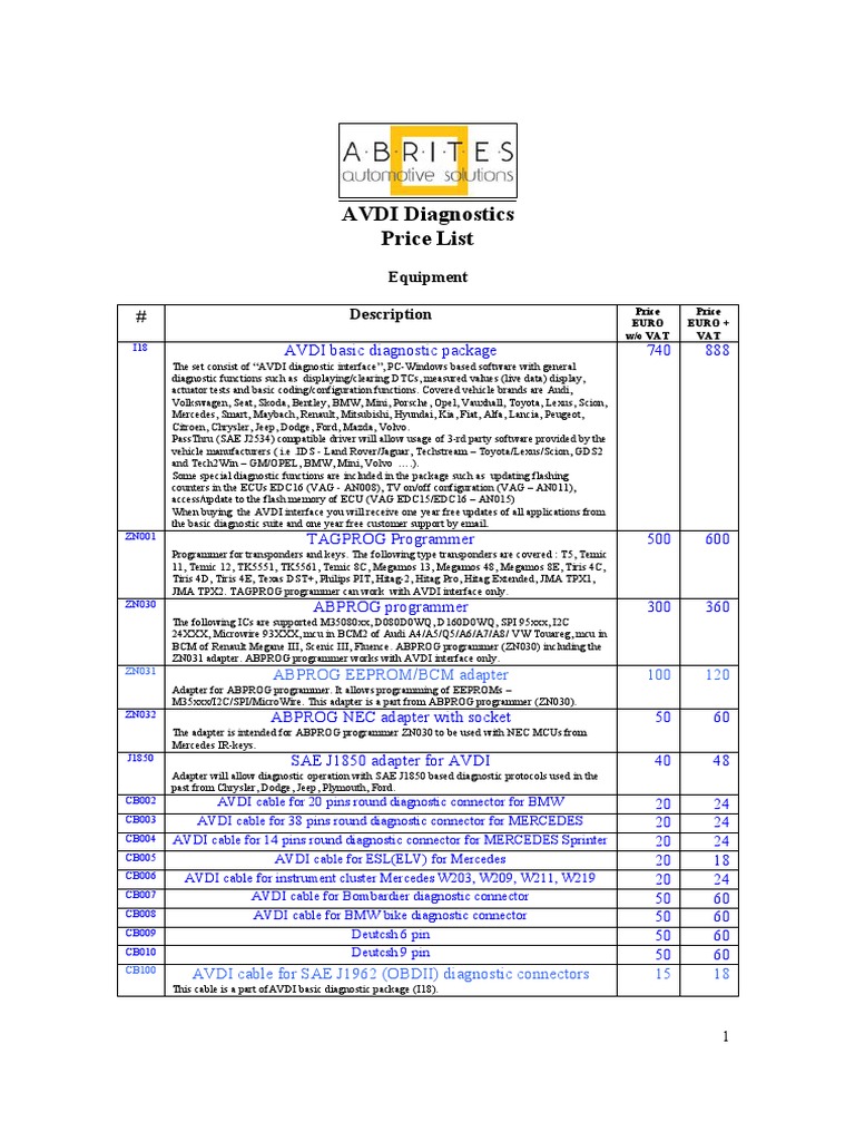 AVDI Diagnostics | PDF | Audi | Volkswagen Group