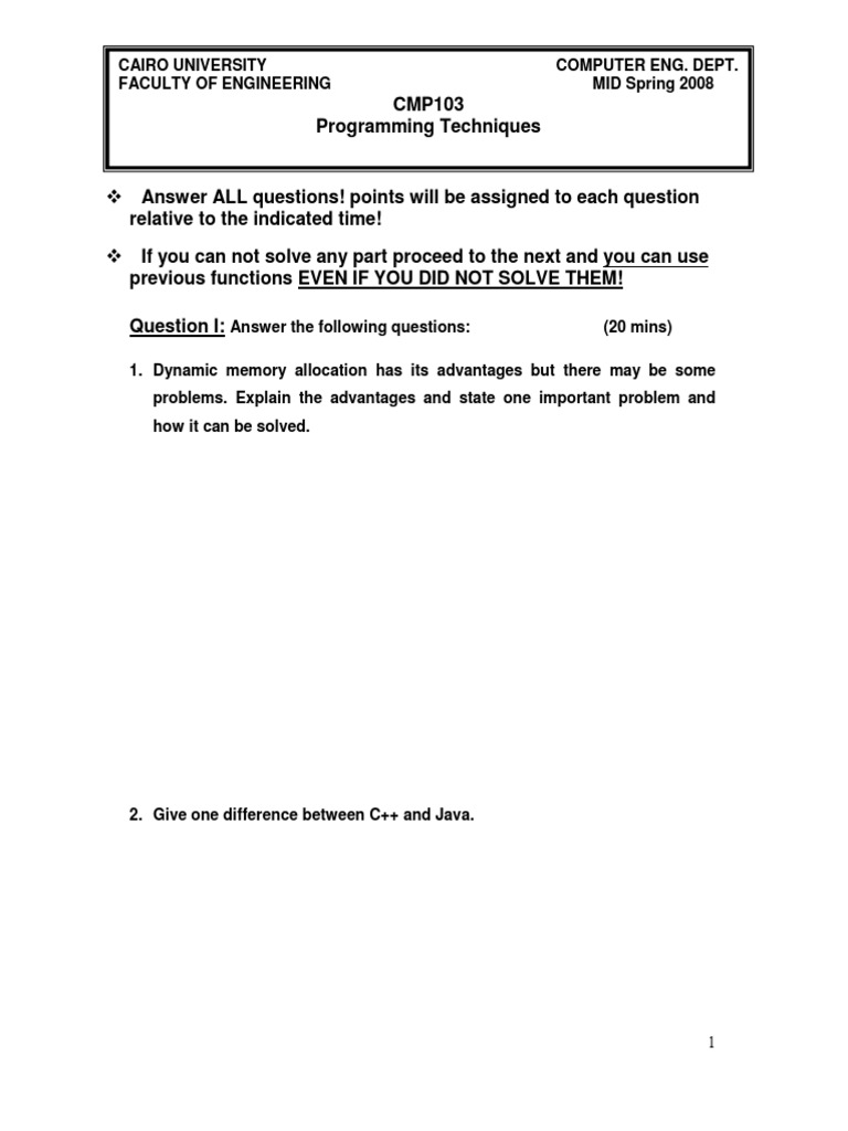 Answer All Questions Points Will Be Assigned To Each Question Pdf Constructor Object 