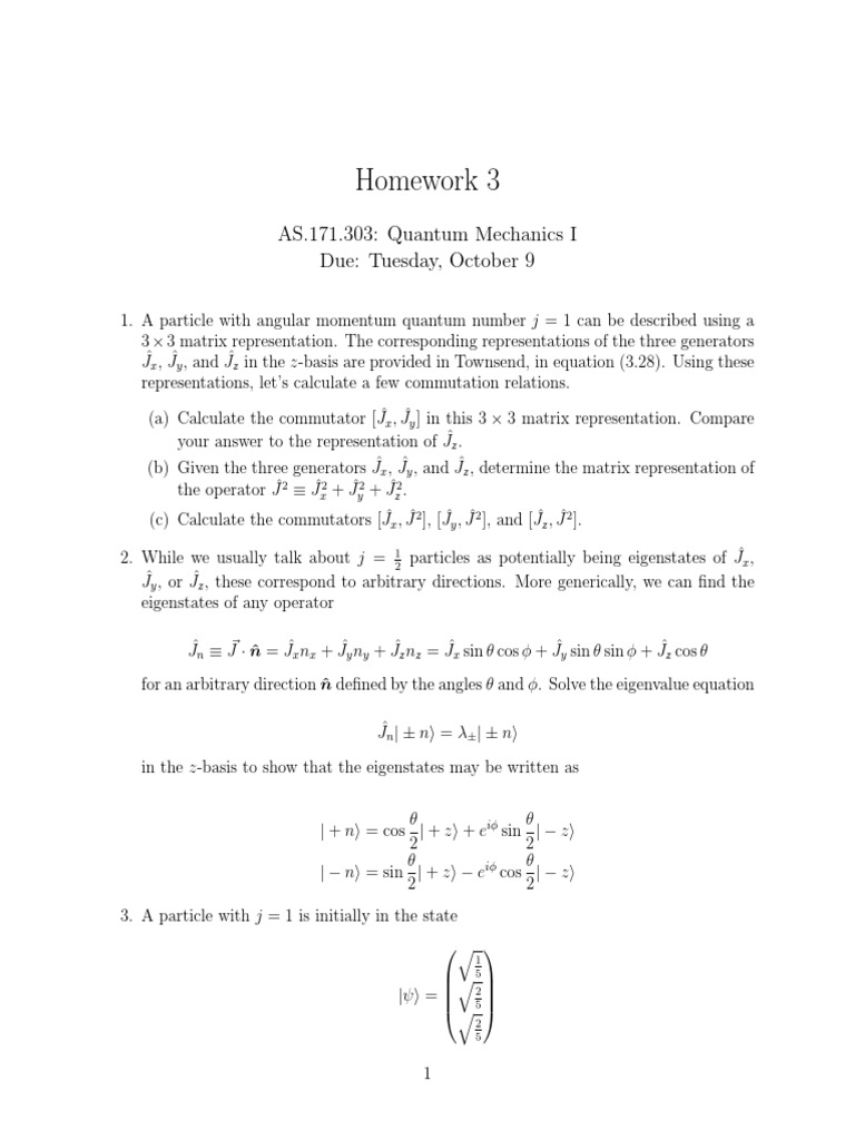 Problems 3 | PDF | Hamiltonian (Quantum Mechanics) | Theoretical Physics