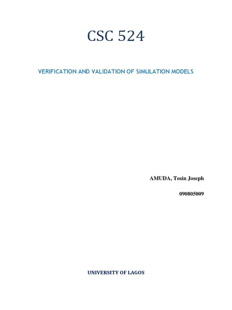 Verification And Validation Of Simulation Models Pdf Conceptual Model Statistical