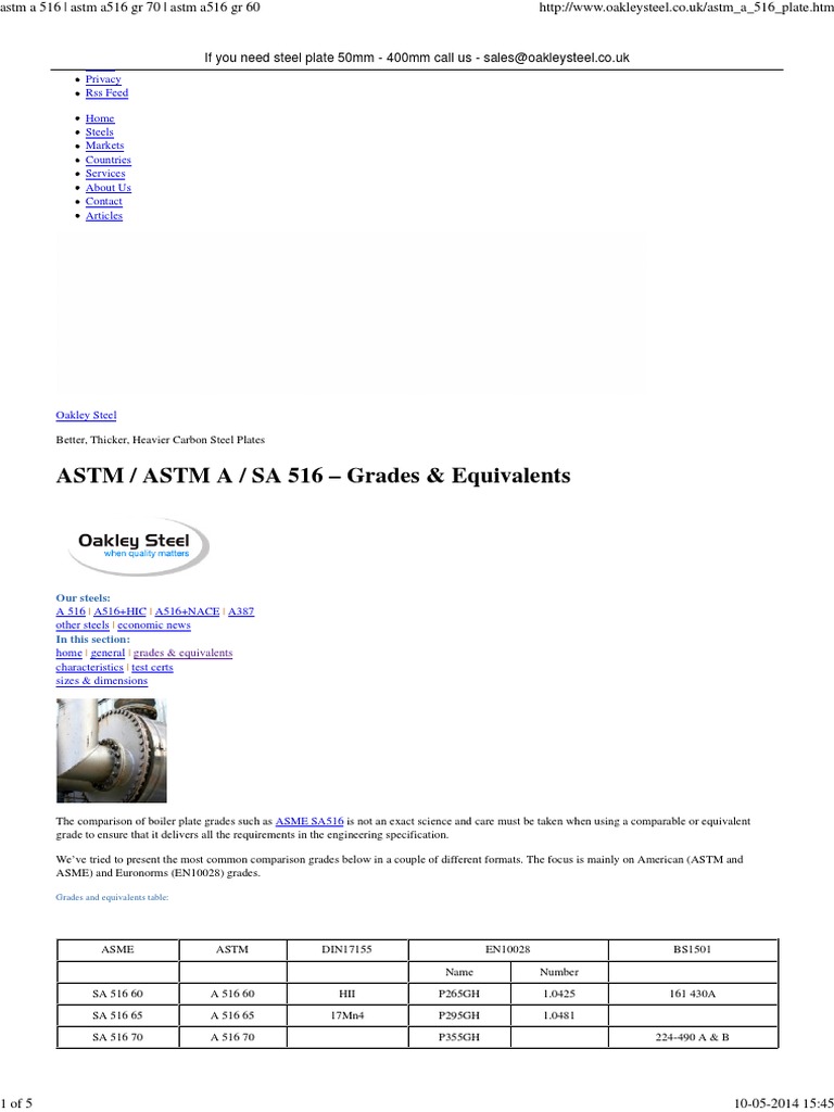 Astm A 516 - Astm A516 GR 70 - Astm A516 GR 60 PDF | PDF | Mechanical ...