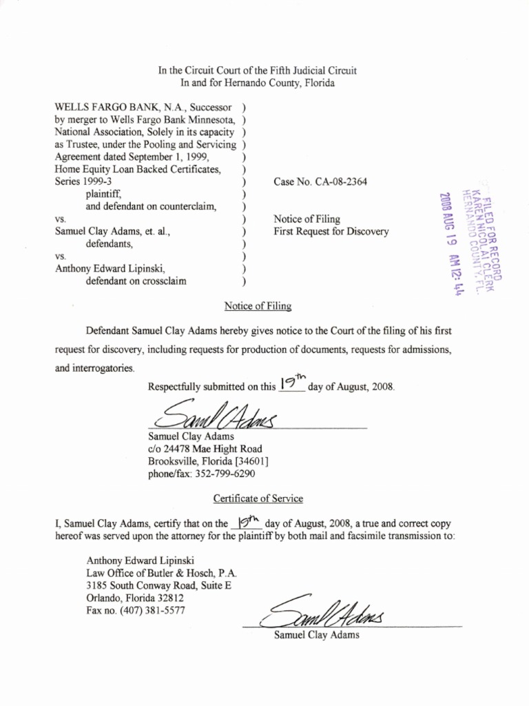 First Request For Discovery Wells Fargo ESI | PDF | Interrogatories ...