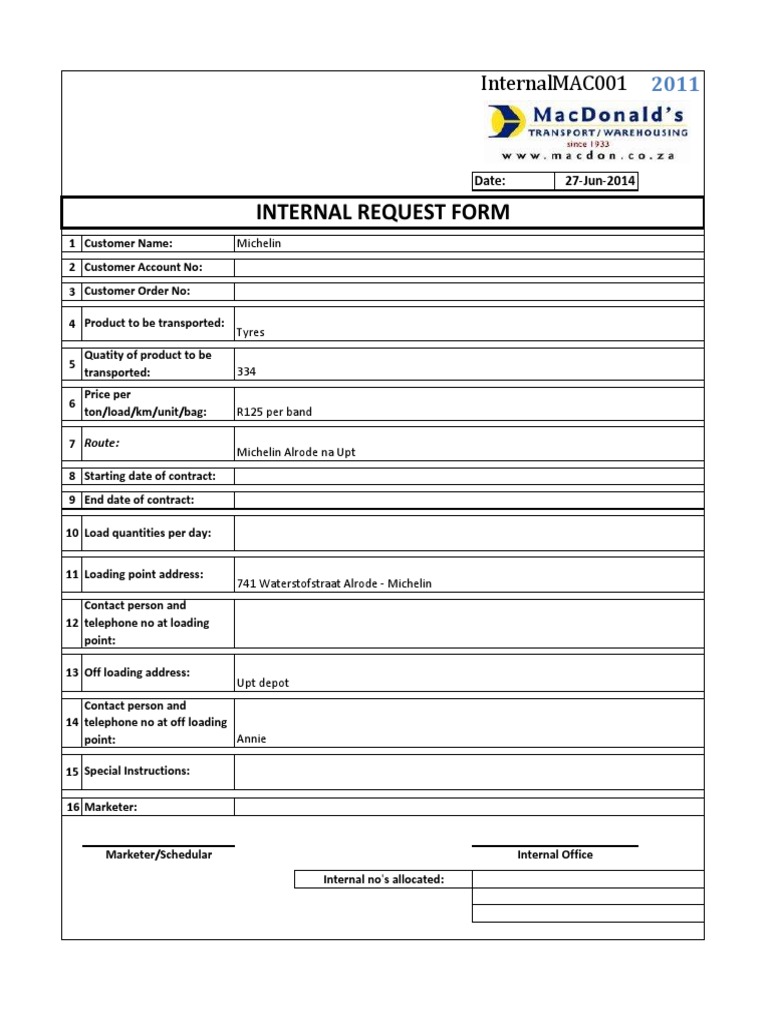 Internal Request Form: Internalmac001 | PDF