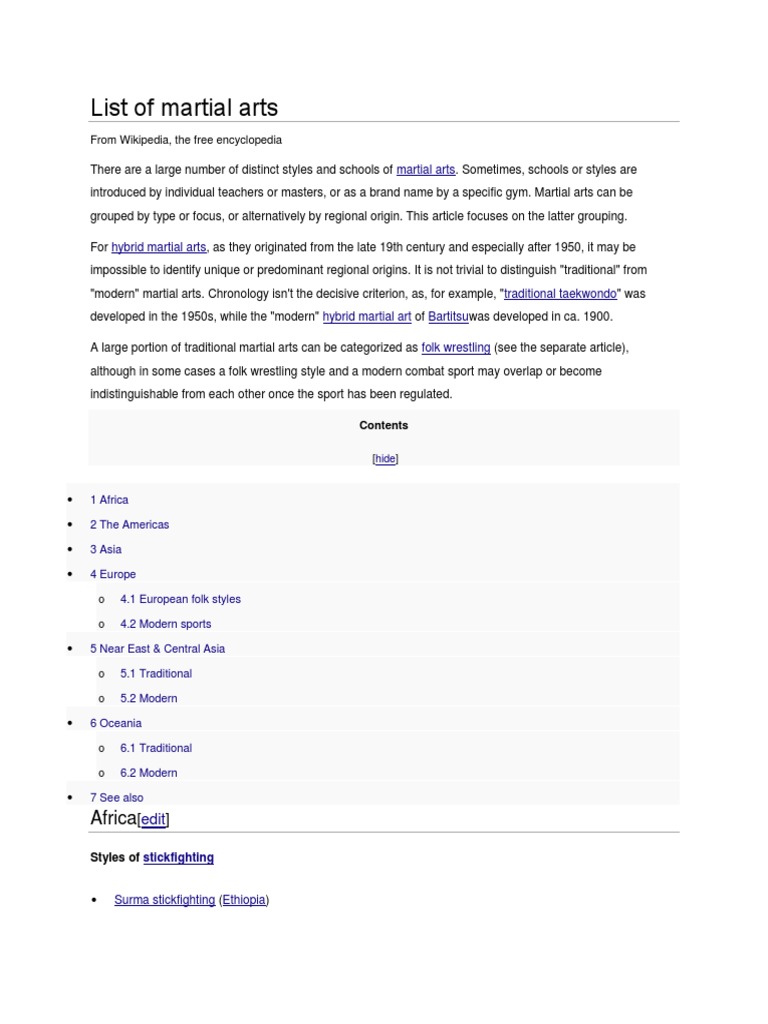 List of Martial Arts | PDF | Korean Martial Arts | Combat Sports