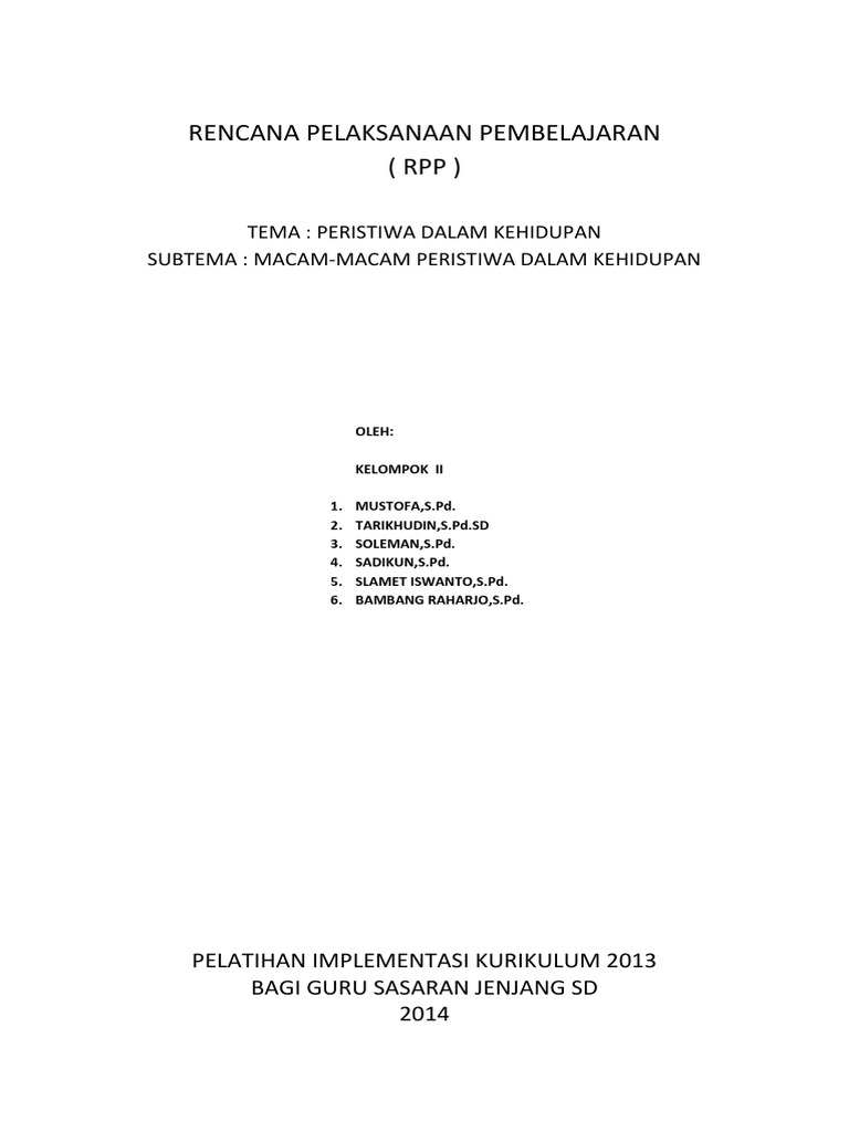 Contoh RPP Kelas V Kurikulum 2013 | PDF | Karier & Perkembangan