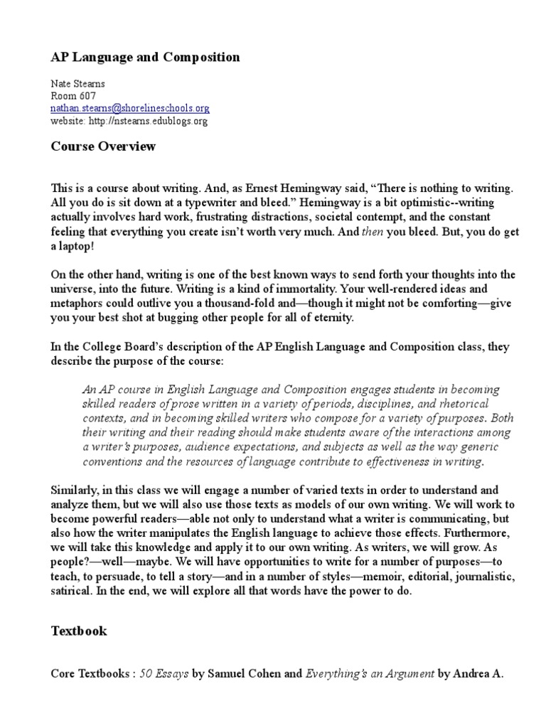 AP Language and Comp | PDF | Essays | Rhetoric