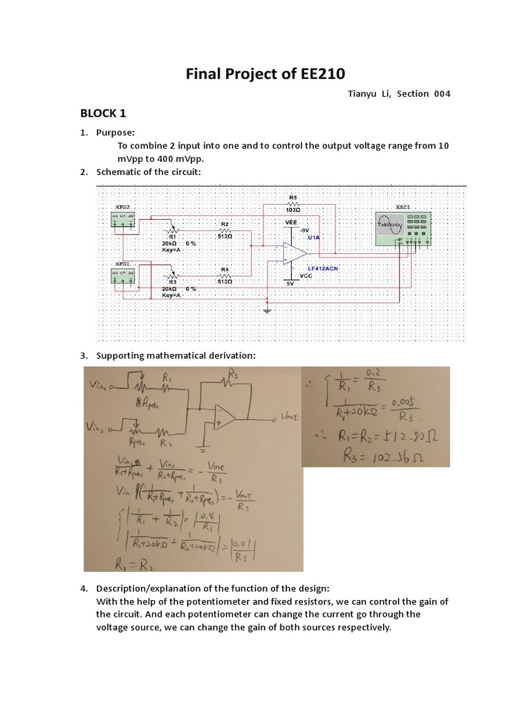 Final Project of EE210 | PDF | Electronic Circuits | Manufactured Goods