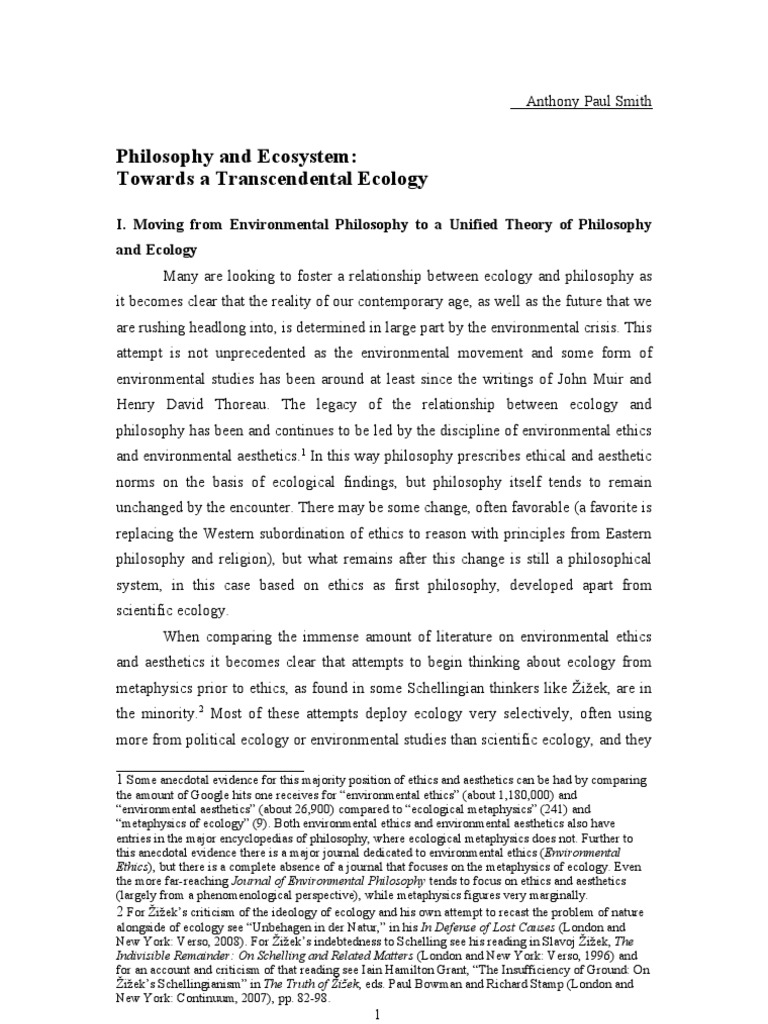 Philosophy and Ecosystem: Towards A Transcendental Ecology | PDF ...