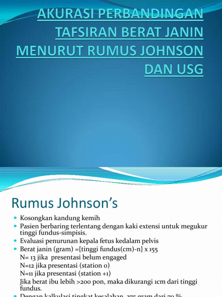 Rumus Taksiran Berat Janin Johnson | PDF