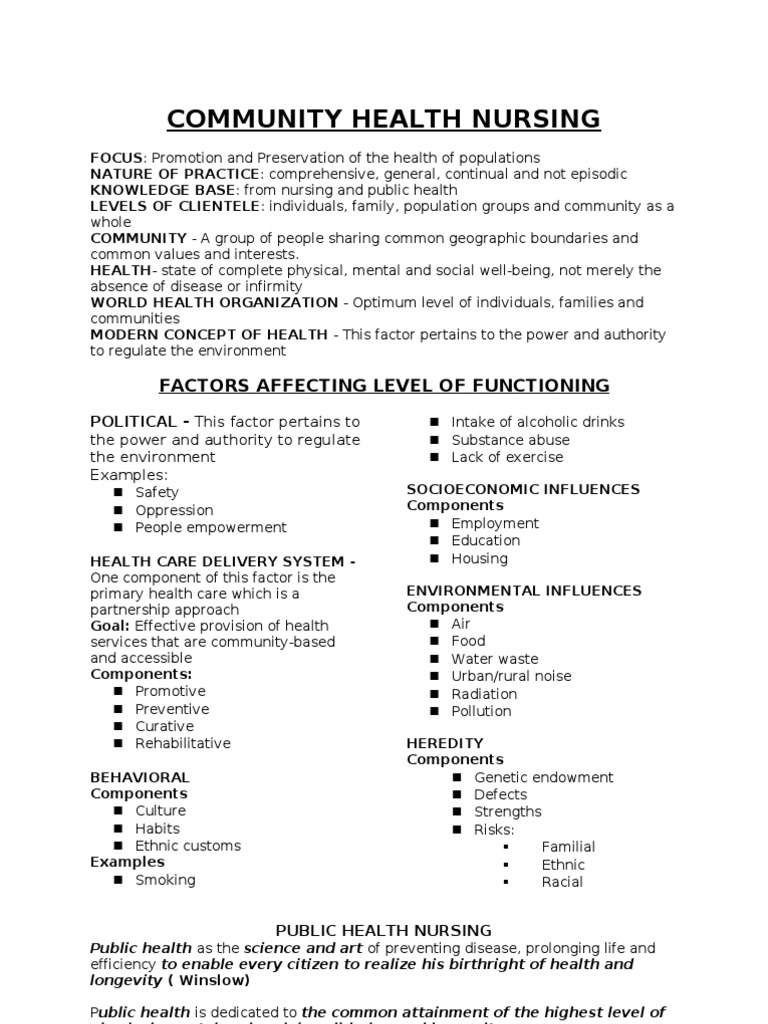 Community Health Nursing | PDF | Public Health | Physical Examination