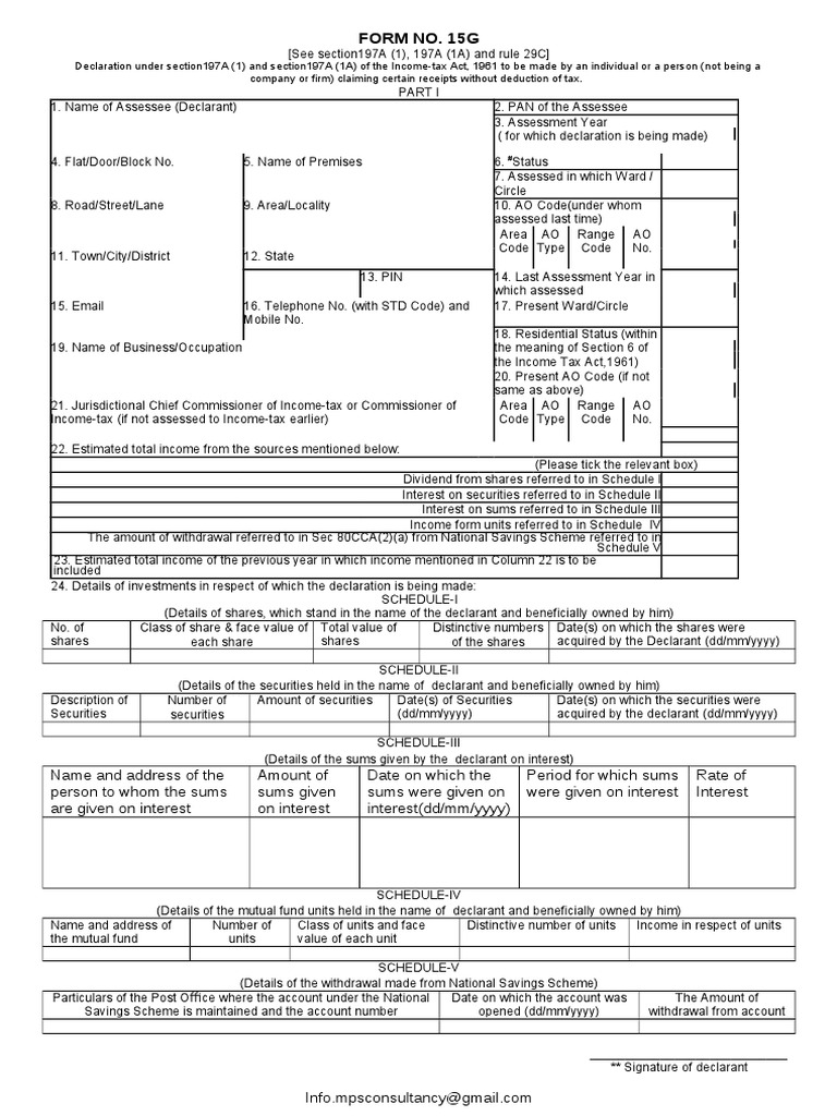 Form 15G Declaration for Tax Exemption | PDF | Finance & Money Management