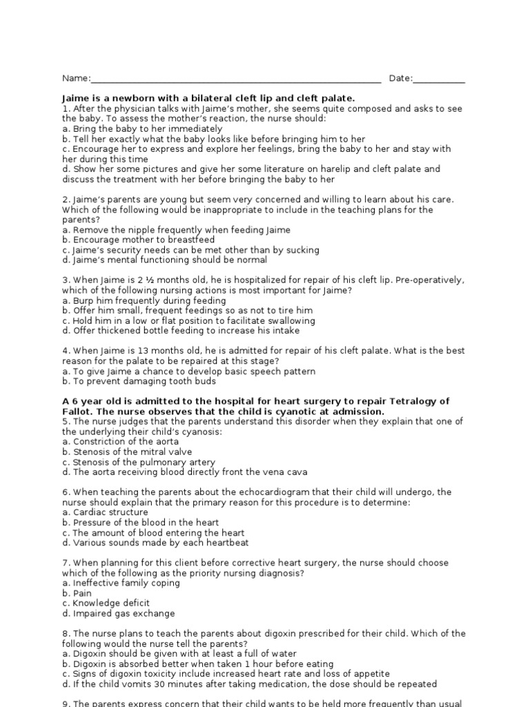 Pediatric Nursing Notes | PDF | Breastfeeding | Heart