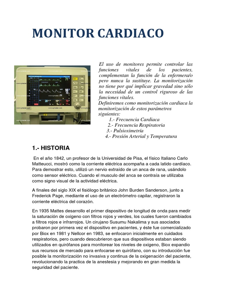 Monitorización Cardíaca y Electrodos | PDF | Presión sanguínea ...