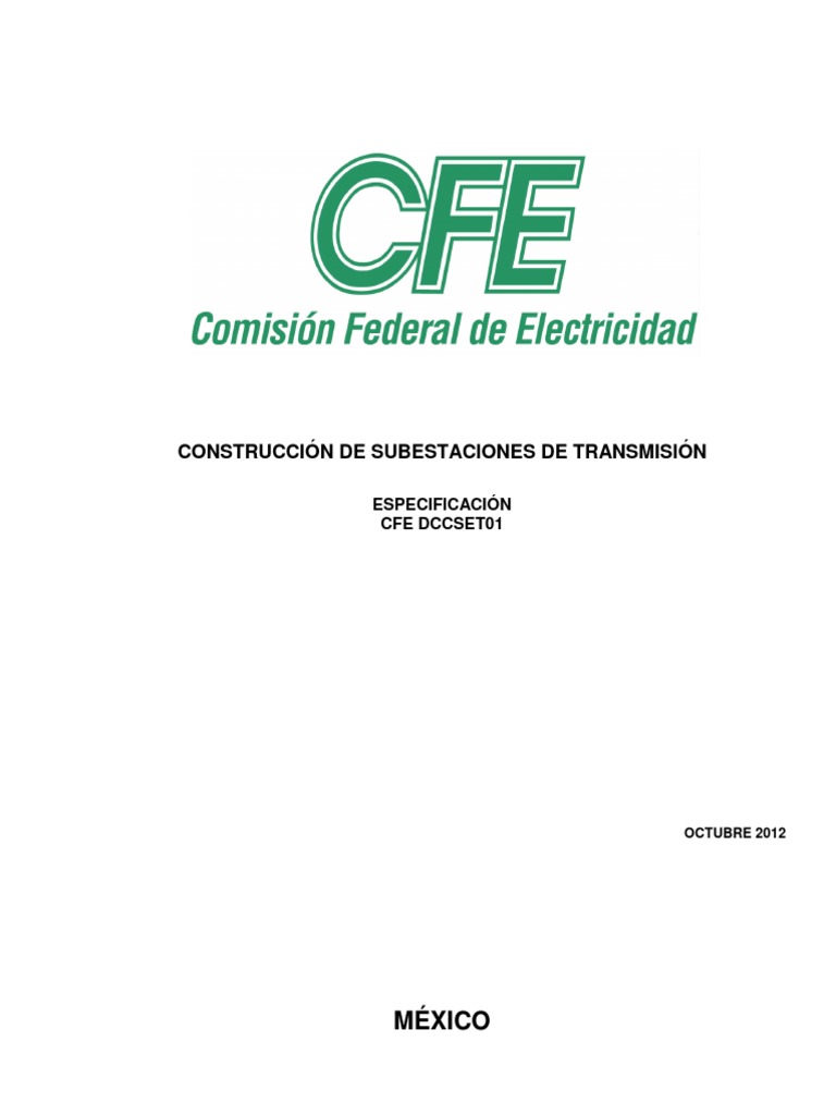 Construccion de Subestaciones de Transmision Normas Cfe Dccset01 | PDF | Fundación (Ingeniería ...
