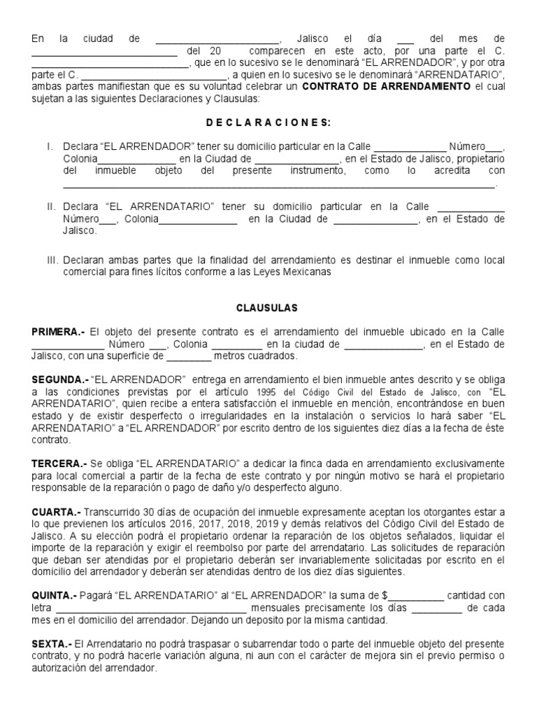 Contrato de Renta | PDF | Alquiler | Finanzas personales