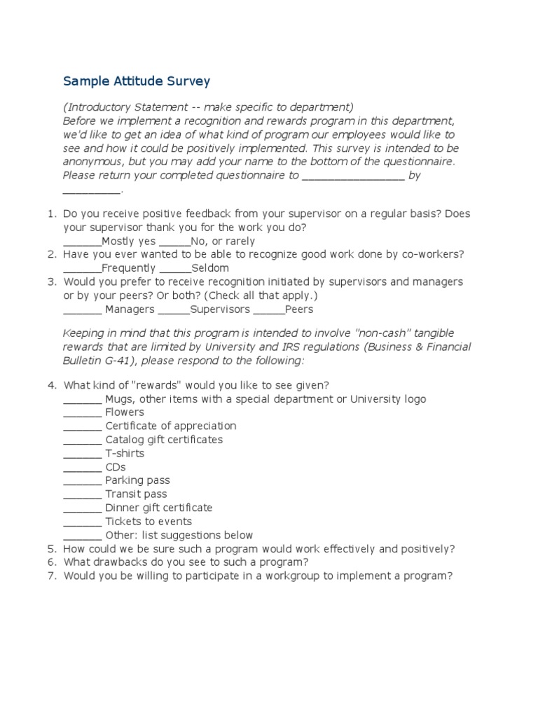 Reward and Recognition Questionnaire | PDF | Career & Growth | Business