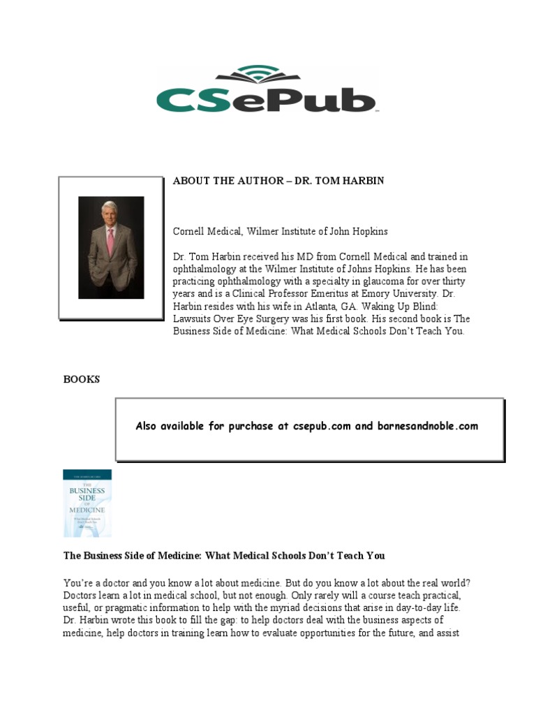 Introducing Author - Dr. Tom Harbin | PDF | Medical School | Physician