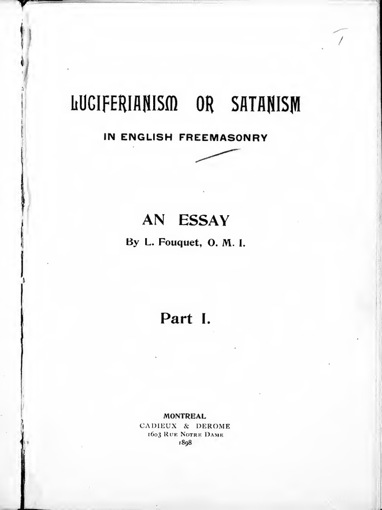 Luciferianism or Satanism in English Freemasonry 1898 PT 1 - Fouquet ...