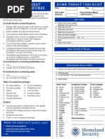 Bomb Threat Procedure Checklist | PDF | Communication