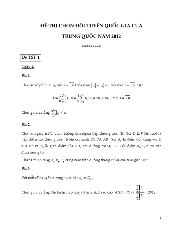 De Thi China TST 2012 | PDF
