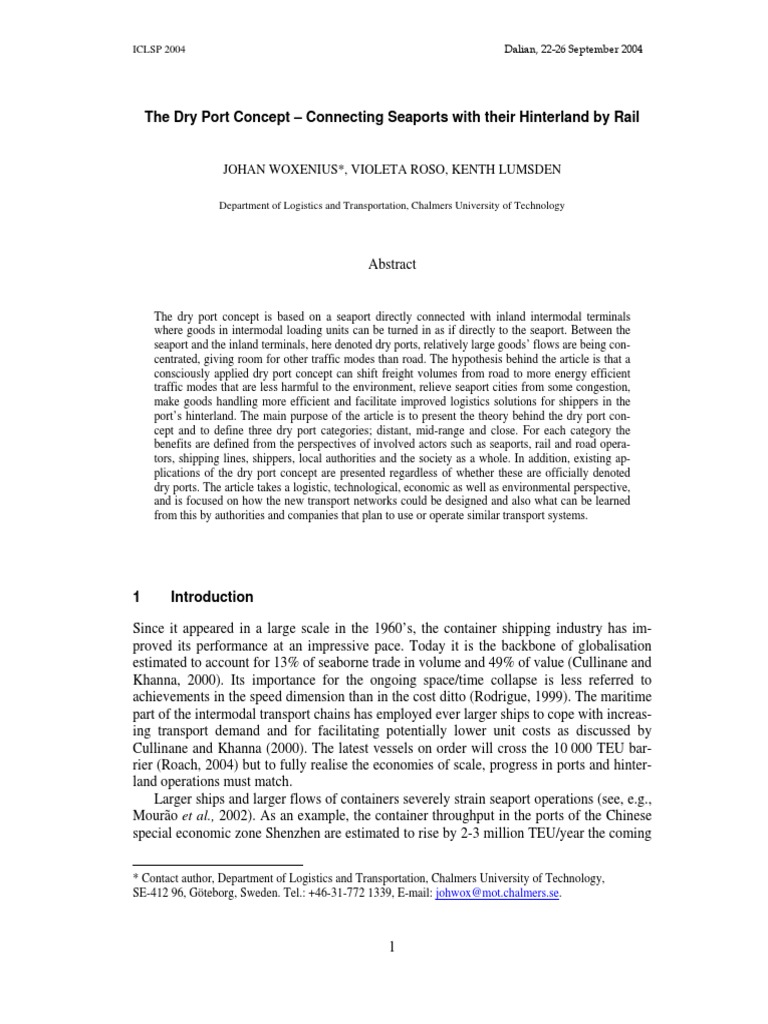 The Dry Port Concept - Connecting Seaports With Their Hinterland | PDF ...