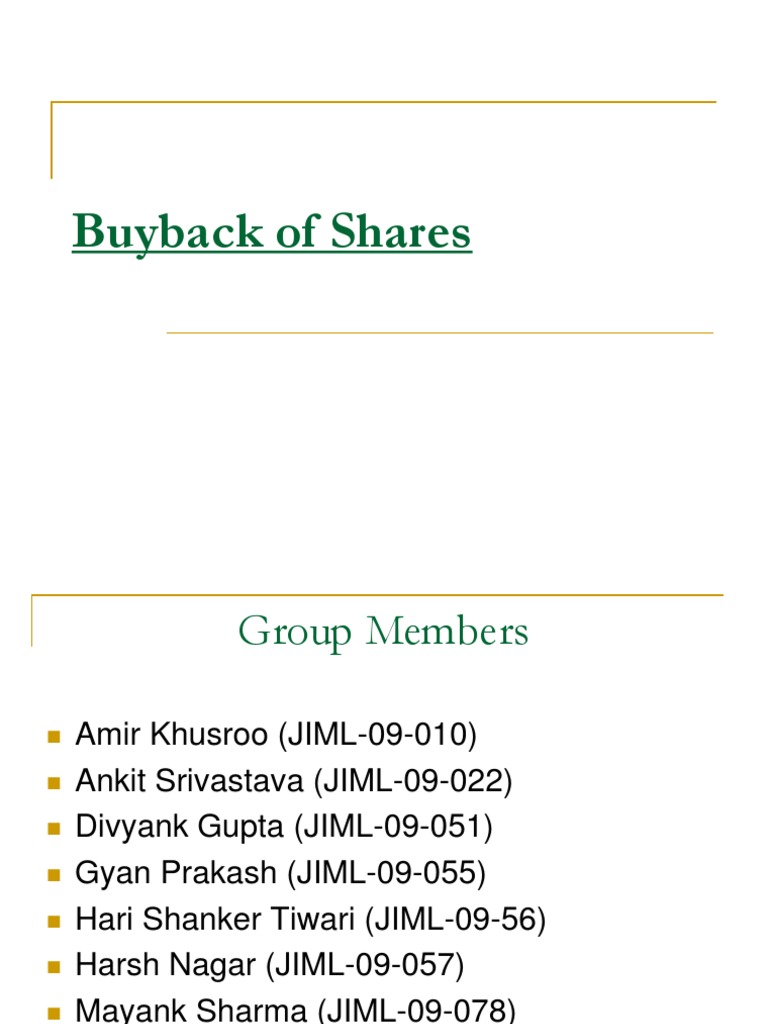 Share Buyback: Objectives and Methods | PDF | Share Repurchase ...