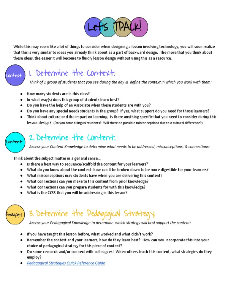 TPACK Planning Guide | PDF | Educational Technology | Epistemology